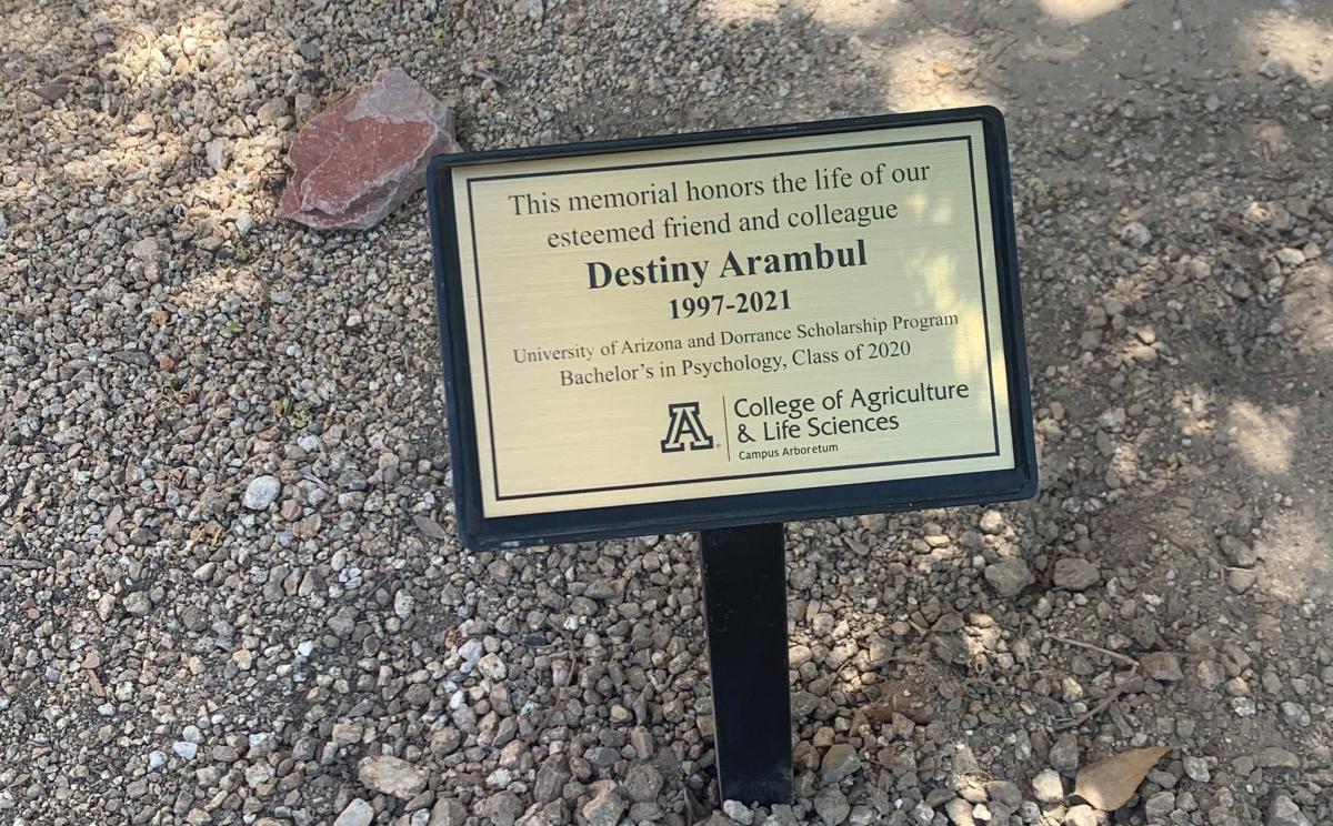 MEMORIAL TRIBUTE - Remembering Destiny Arambul | UA Campus Arboretum